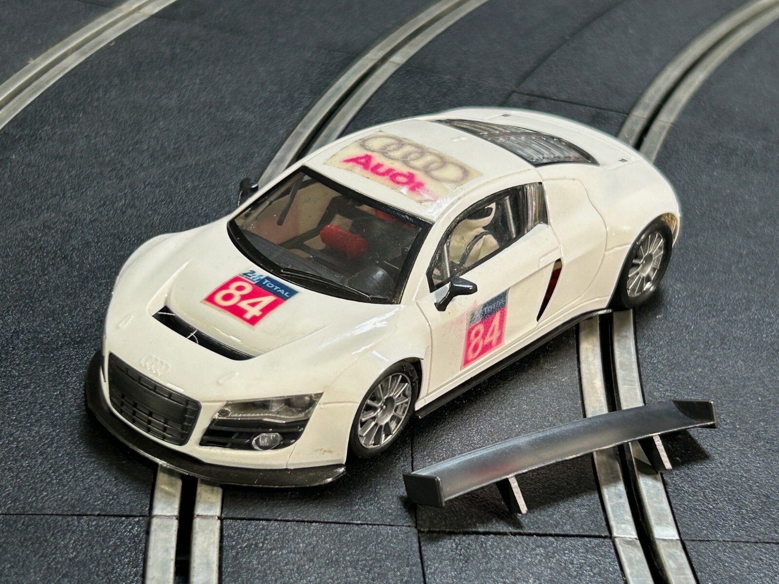 USED 1/32 SLOT CAR NSR AUDI R8 WHITE with RACING DECALS MODEL TRACK ...