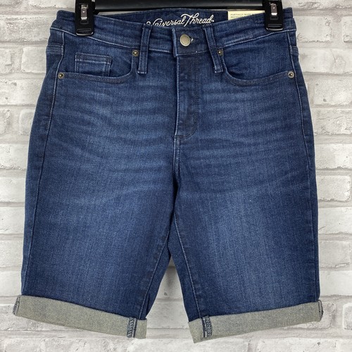 Universal Thread Womens Bermuda Denim Shorts Blue Size 2 Cuffed ...
