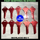 Schlage SC-1 - 10 PACK RED Lightweight Aluminum Titanium Key Blanks | eBay
