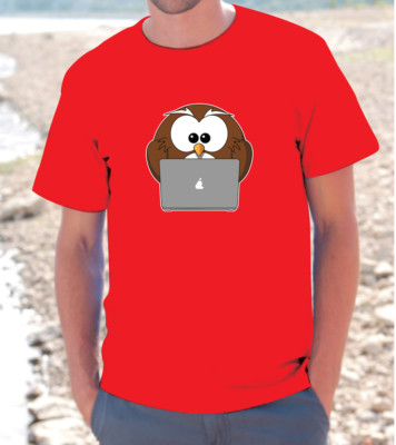 T-SHIRT MAGLIETTA GUFO COMPUTER MAC OWL NERD Uomo Donna unisex | eBay