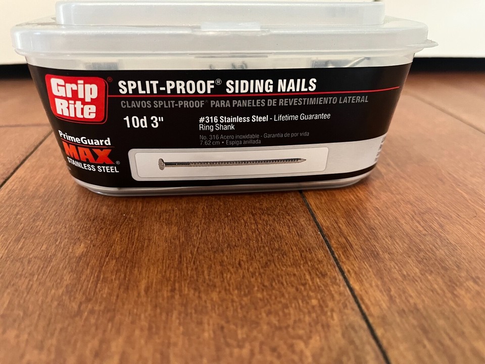 Grip Rite 10d 3" Max 316 Stainless Steel Nails Ring Shank Siding Split ...