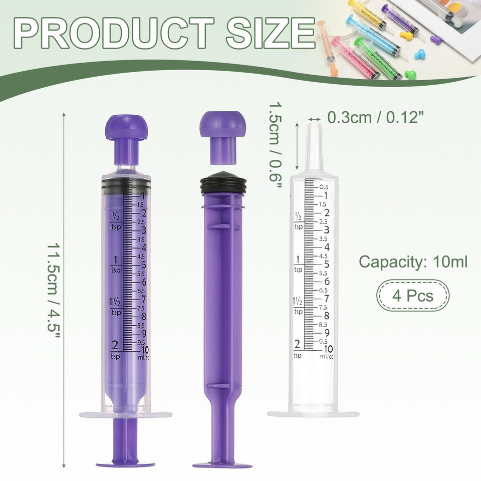 Feeding Syringes with Cap Syringes for Liquid Pet Feeding(Purple,10ml 4 ...