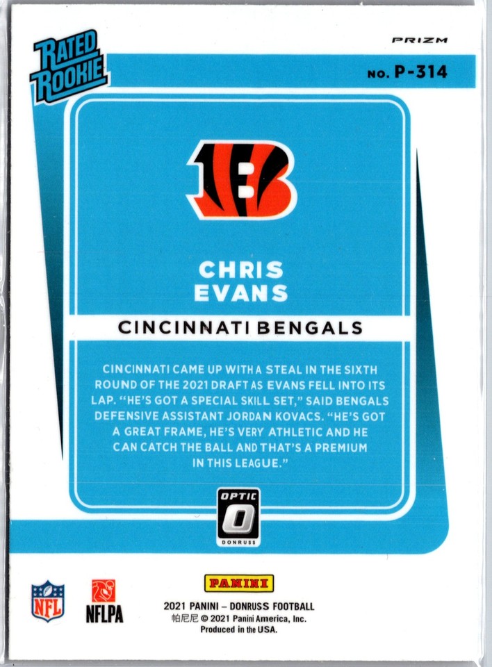 2021 Donruss #P-314 Chris Evans Optic Rated Rookie Preview Red and ...