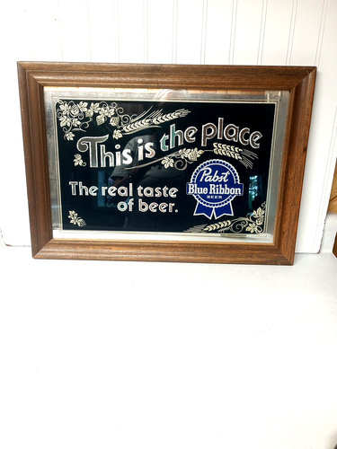 VINTAGE PABST BLUE RIBBON BEER ADVERTISING FRAMED MIRROR SIGN PBR | eBay