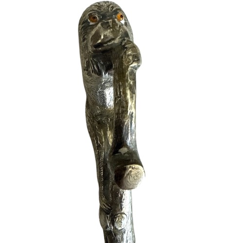 Antique London England Hallmarked Sterling Silver Monkey Handle Walking ...