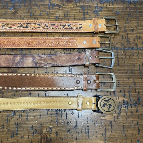 Lot of 5 Western Vintage Distressed Leather Belts Sz 36 Looper Tony ...