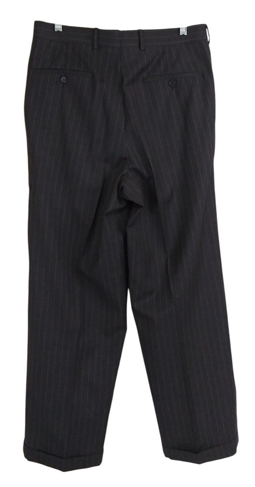 Coppley Two Piece Gray Wool Brown Stripe Suit 40R Pants 32X29.5 | eBay