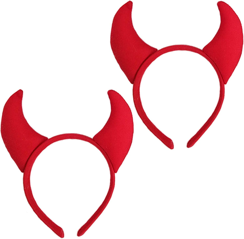 Halloween Devil Headband Devil Horns Ears Hair Hoops Red Fluffy ...