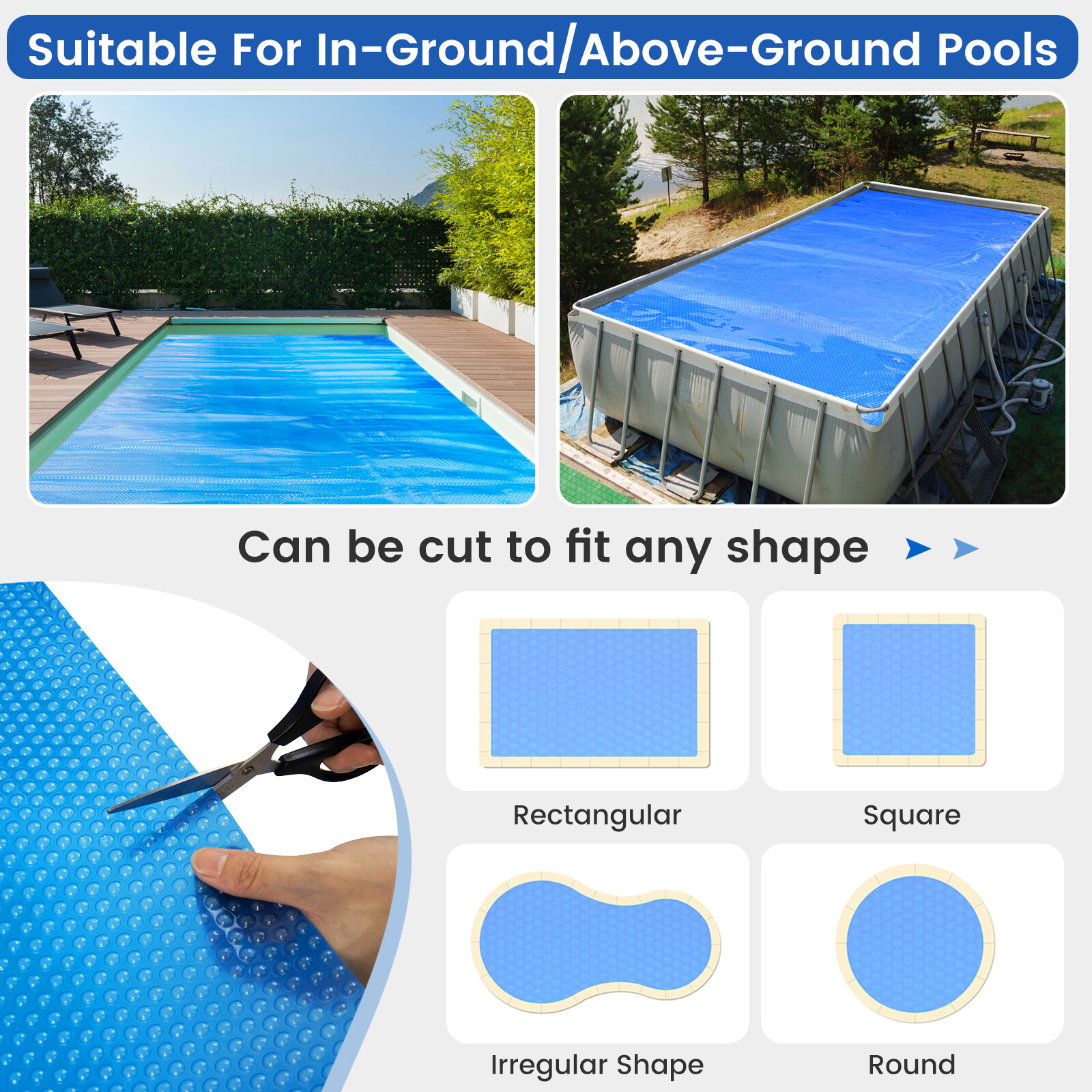 32x16 ft Rectangular Pool Solar Cover 12 Mil Heat Retaining Blanket w ...