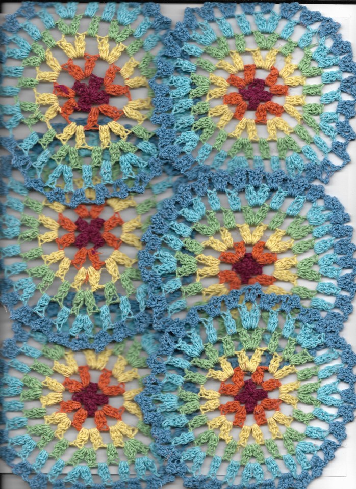 9 psc set Hand Crochet Doilies 5" Rainbow Colorful Mandala Boho Vintage ...
