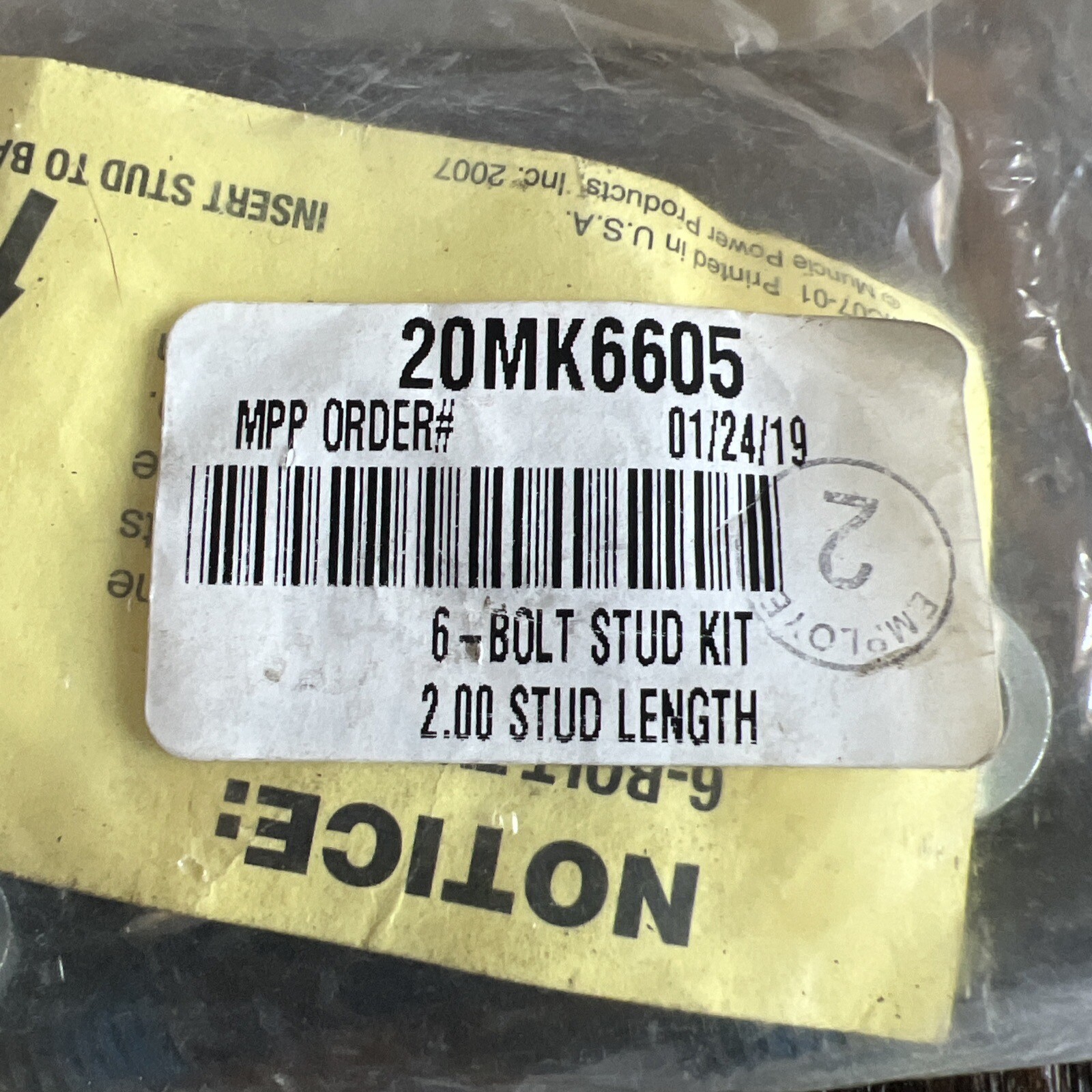 Muncie 20MK6605 PTO Stud Kit 6 Bolt Stub Kit 2 Inch Stud Length Rad ...