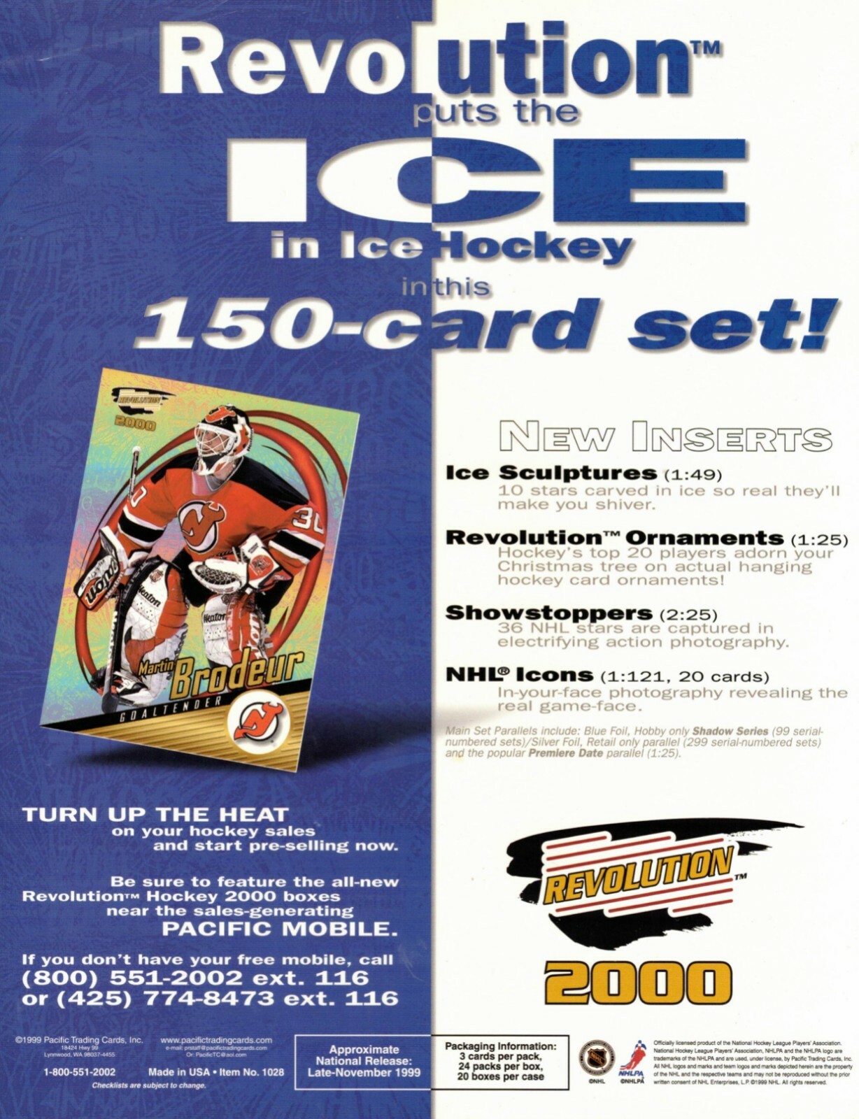 1999-00 Revolution NHL Trading Cards Sales Brochure! Regular Issue ...