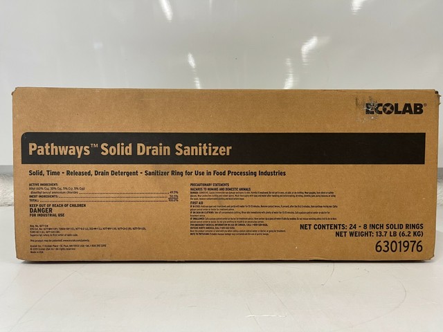 Cases Ecolab 6301976 Pathways Solid Drain Sanitizer Detergent 8in for ...