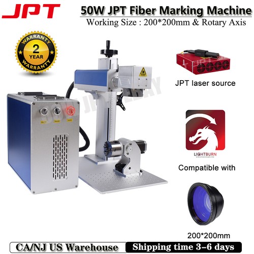 JPT 50W 200mm Fiber Laser Marking Cutting Engraver Machine Rotation For ...