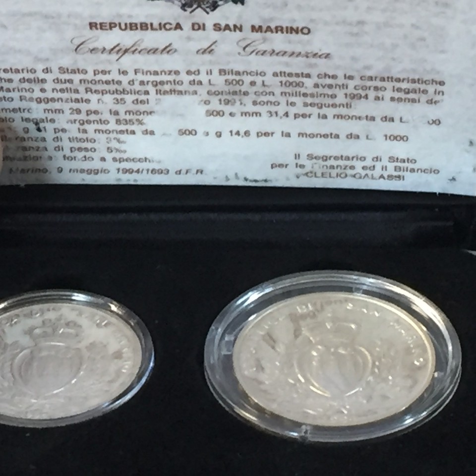 REP. SAN MARINO DITTICO 500+1000 LIRE 1994 MONDIALI DI CALCIO USA '94 ...
