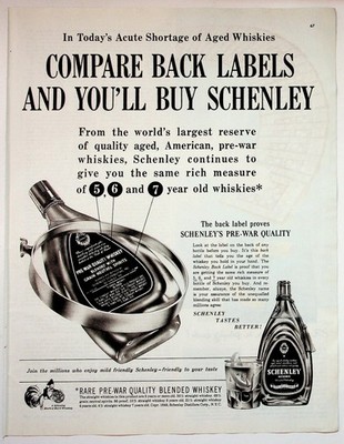 Schenley 1949 Vintage Print Advertisement 10x13 Rare Whiskey Ad | eBay
