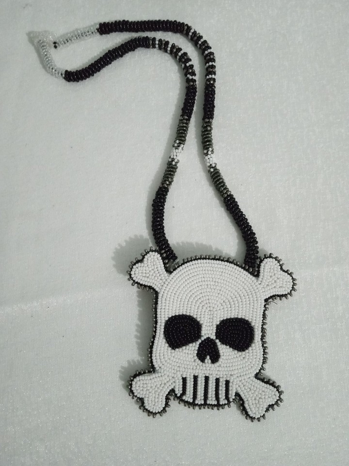 Native Beadwork Skull and Crossbones Necklace Jewelry Handmade | eBay