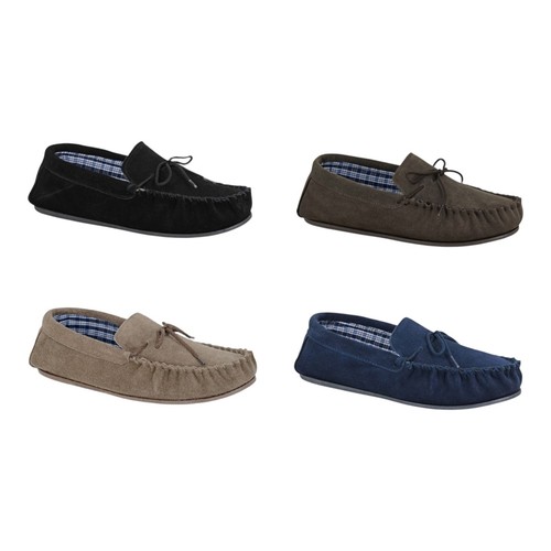 Mokkers Mens Moccasin Slippers Real Suede Leather Comfort Lined Shoes ...