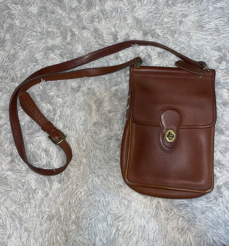 Coach Vintage 90s Station Brown Leather Turn Lock Flap Satchel/Shoulder ...