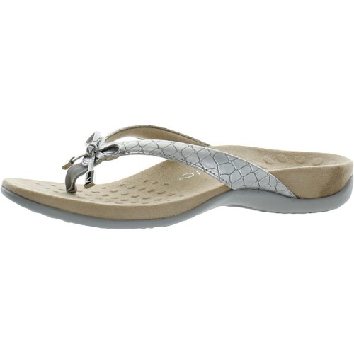 Vionic Womens Bella Silver Slip On Thong Sandals Shoes 8 Medium (B,M ...