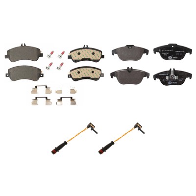 Hella Front Rear Low-Met Disc Brake Pad With Sensors Kit For W204 ...