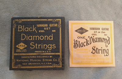 VINTAGE BLACK DIAMOND HAWAIIAN GUITAR STRING BOX & STRING CASE CANDY ...