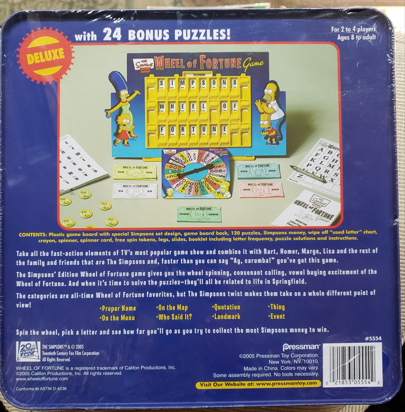 THE SIMPSONS "Wheel Of Fortune Game" Deluxe Edition in Tin Box, 2005 ...