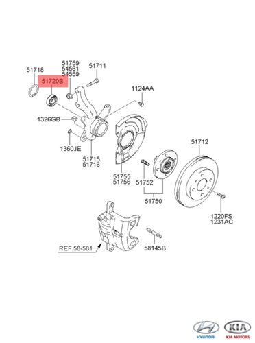 Original Hyundai 517202D100 Bearing Coupe II Elantra III Matrix Kia ...