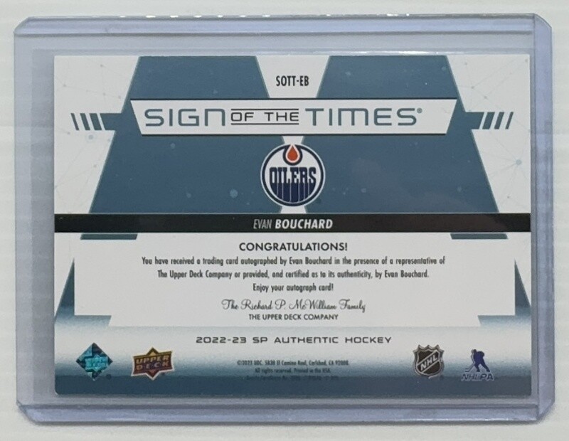 2022-23 SP Authentic Evan Bouchard Sign Of The Times Auto #SOTT-EB ...