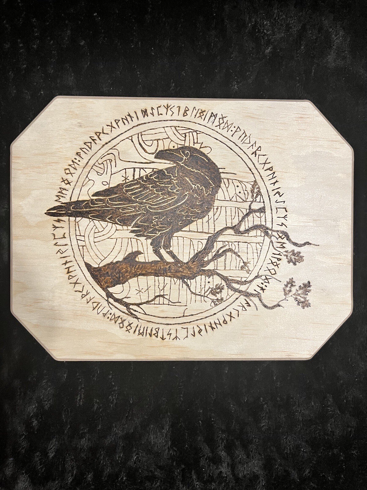 Wood Burned Raven With Nordic Runes | eBay