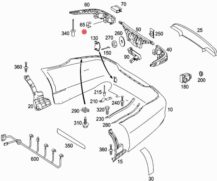 MERCEDES W211 E C219 CLS STAFFA SUPERIORE PARAURTI POSTERIORE OEM ...