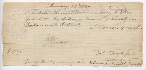 1800 20ct Mass 1st federal embossed revenue promissory note RM112 [6546 ...