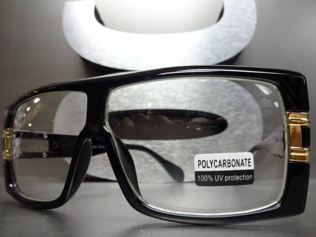 OVERSIZED VINTAGE RETRO Hip Hop Clear Lens EYE GLASSES Large Black ...
