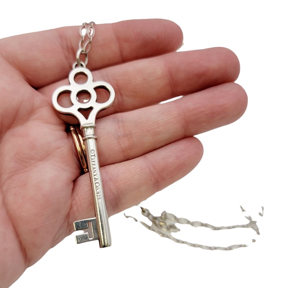 Tiffany & Co. Necklace Sterling Silver Large Crown Key Pendant on 30 ...