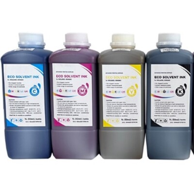 4 x BULK INK REFILL PREMIUM ECO SOLVENT INK FOR ROLAND MUTOH AND MIMAKI ...