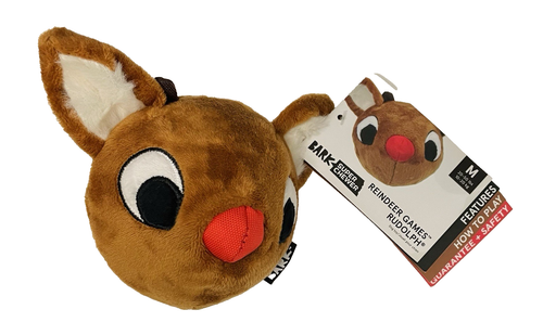 BarkBox Super Chewer Reindeer Games Rudolph Dog Toy Medium Squeaky Ball ...