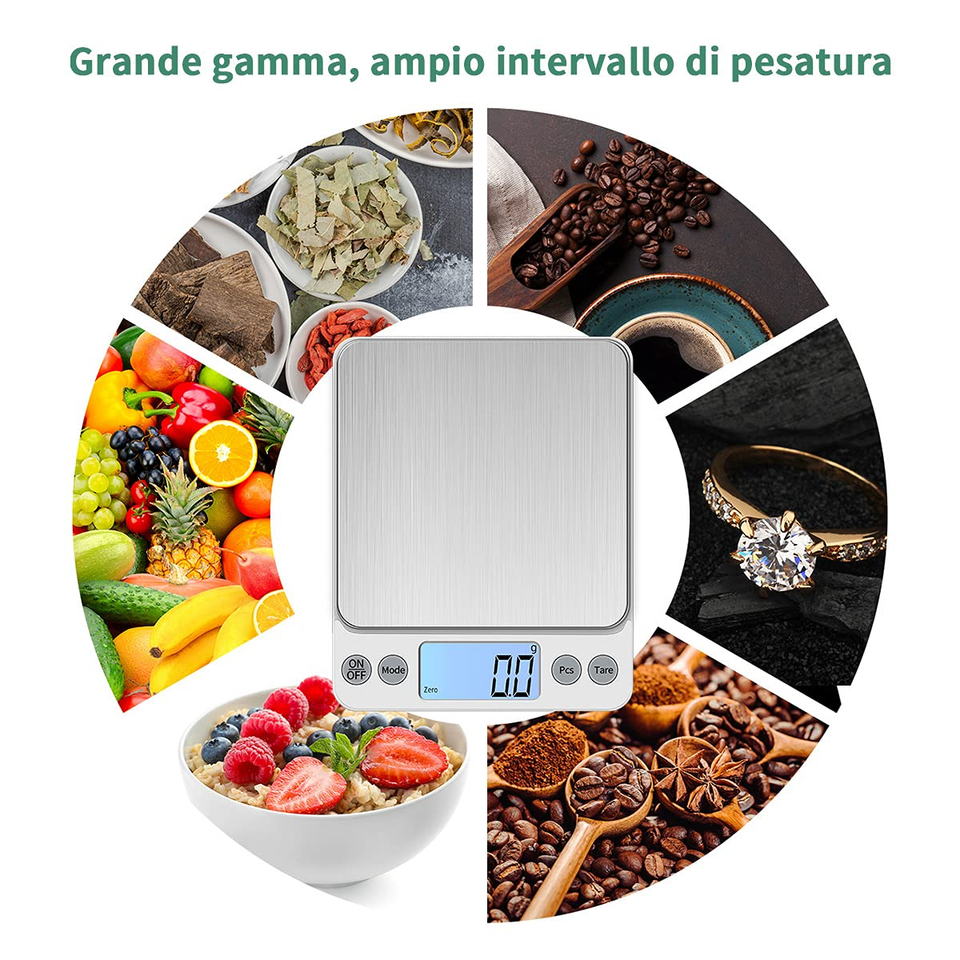 Grande Dimensione 5Kg/0.1G Bilancia Digitale Da Cucina, Bilance Alimenti in Acci | eBay