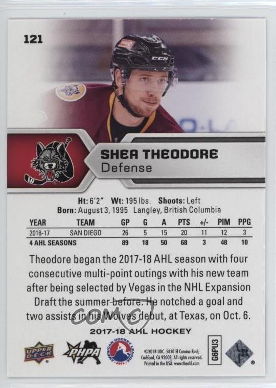 2017-18 Upper Deck AHL SPs Shea Theodore #121 | eBay