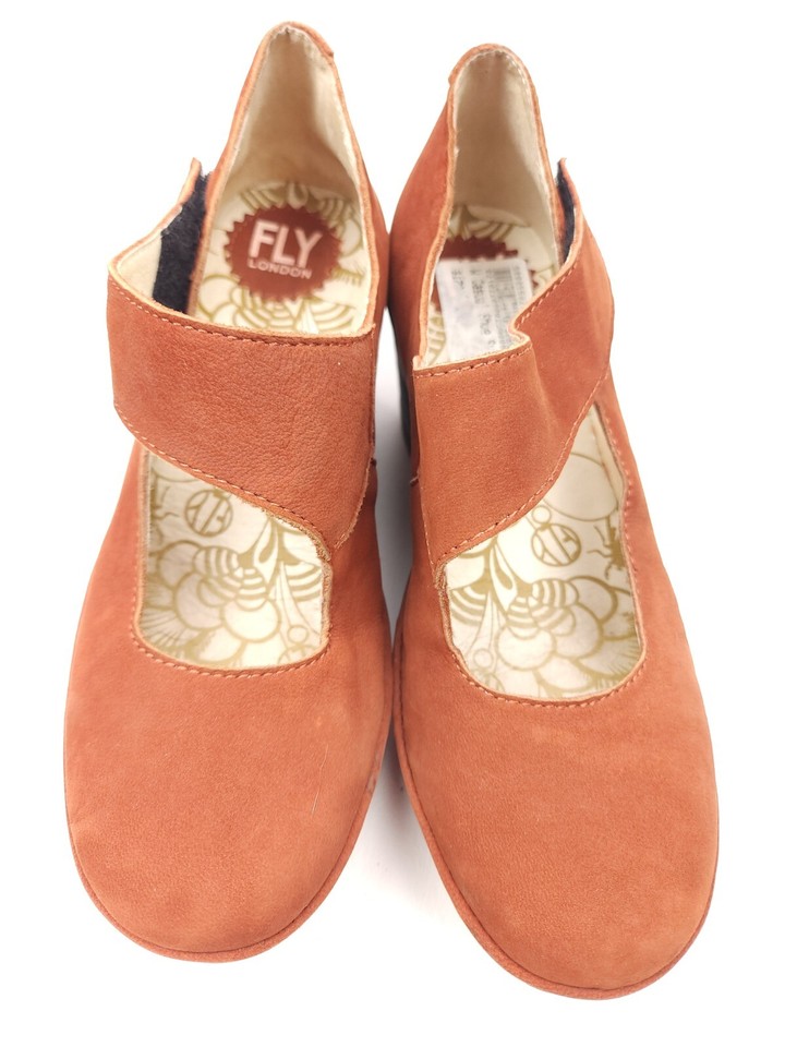 Fly London Yasi Red Orange Suede Platform Wedge Heels size US 6.5-7 EU ...