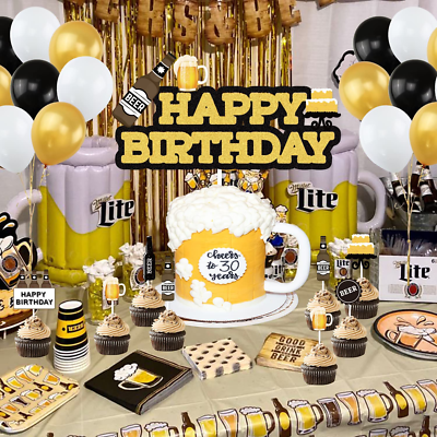 Beer Theme Party Decorations Happy Birthday Decorations For Men Women,