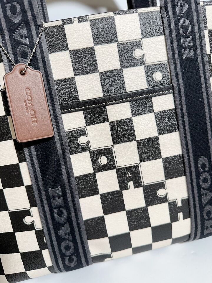 NWT Coach Smith Tote With Checkerboard Print CR101/Signature Denim opt ...