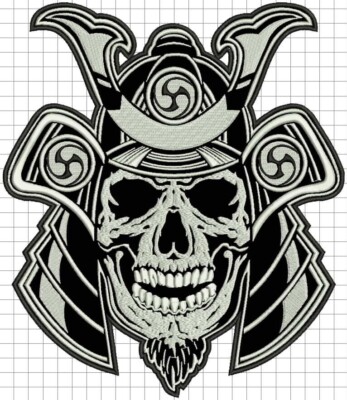 LARGE 27cm 11" Samurai Ronin skull embroidered biker back patch - sew ...