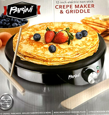 Parini 12” Electric Non-Stick CREPE Maker & Griddle Blintzes Pancakes ...