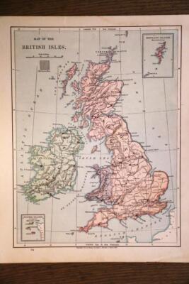 1875 ANTIQUE HARPER'S ATLAS MAP-BRITISH ISLES-GREAT BRITAIN & IRELAND ...