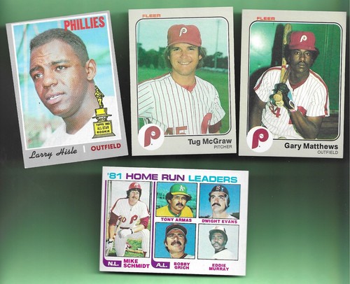 ALL 4! PHILADELPHIA PHILLIES! Mike Schmidt/Hisle RC/Tug Mcgraw/Gary ...
