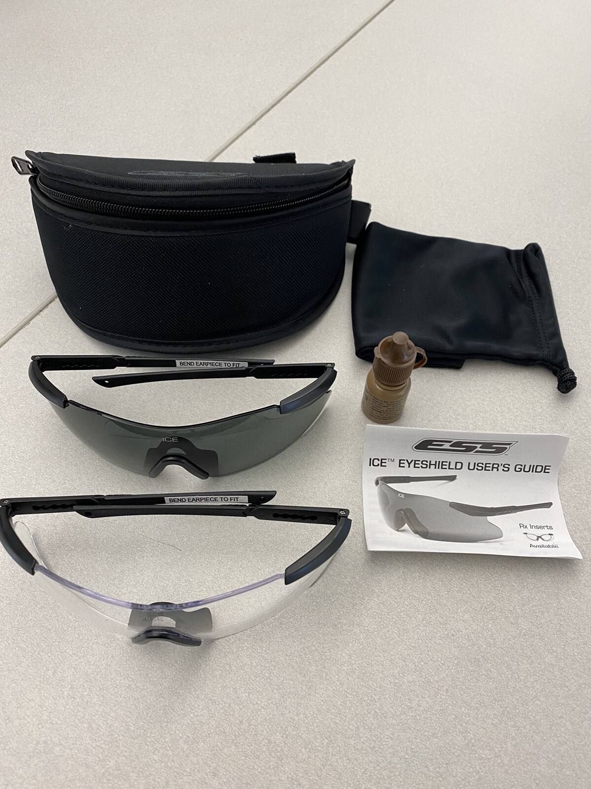 ESS ICE 2X Shooting Glasses Kit, 2 Black Frames, Clear & Smoke Gray ...