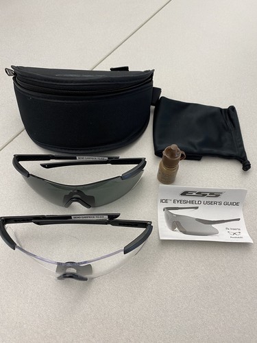 ESS ICE 2X Shooting Glasses Kit, 2 Black Frames, Clear & Smoke Gray ...