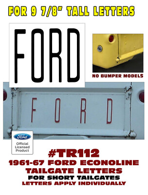 TR112 1961 1992 1964 1965 1966 1967 FORD ECONOLINE TAILGATE LETTERS ...