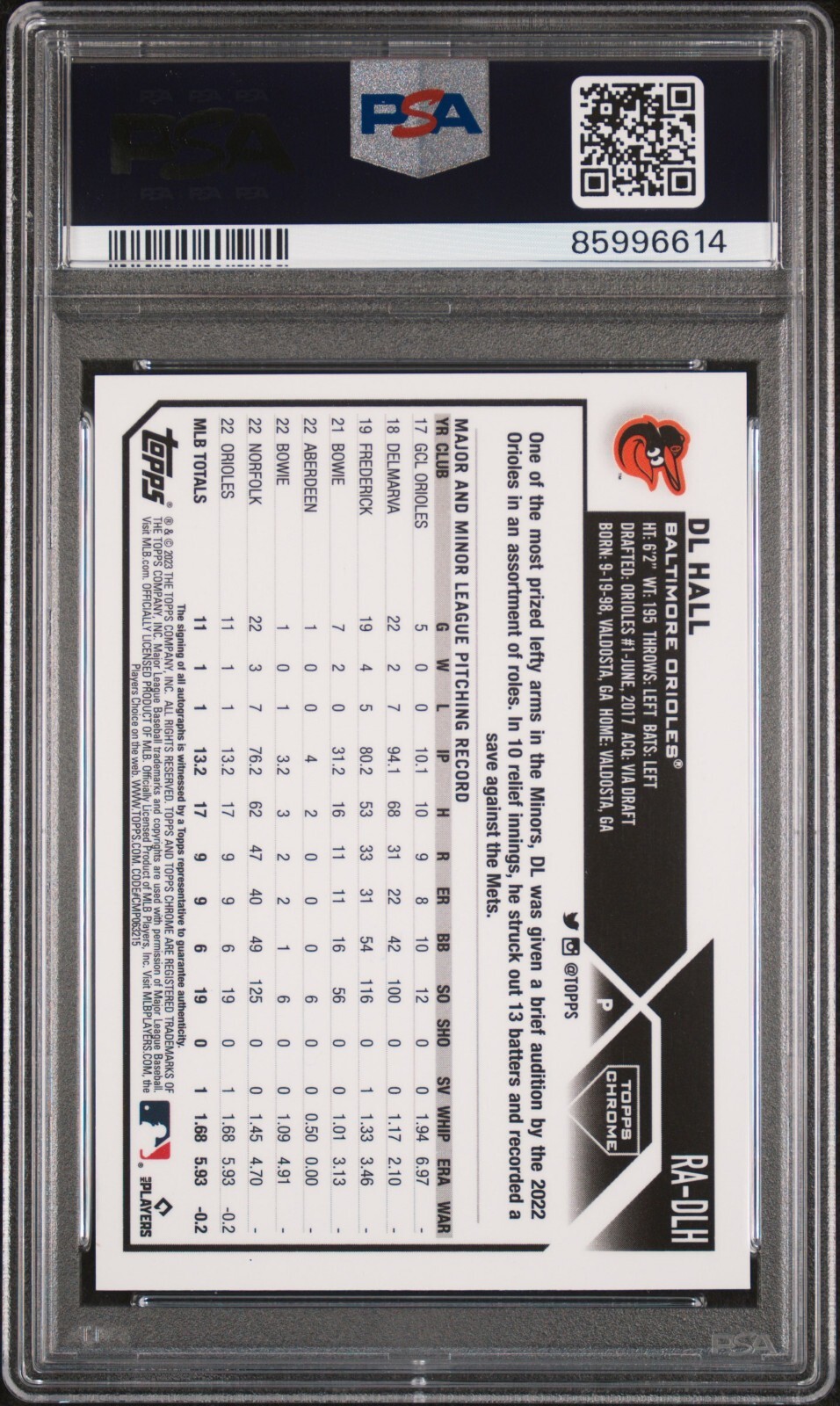 2023 Topps Chrome - Rookie Autographs Purple Refractor #RA-DLH DL Hall ...