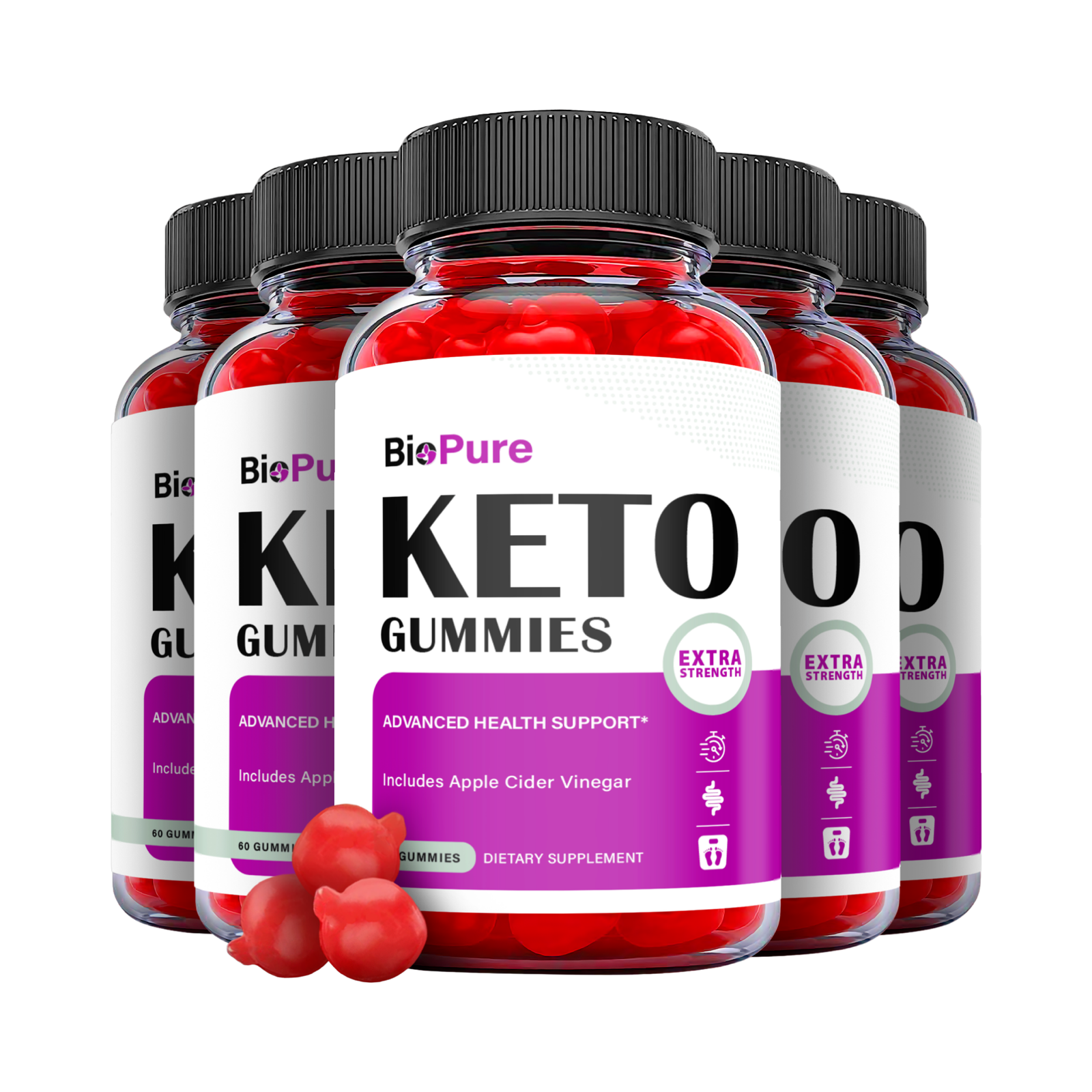5-Pack BioPure Keto Gummies - Bio Pure Keto ACV Gummies Weight Loss-300 ...